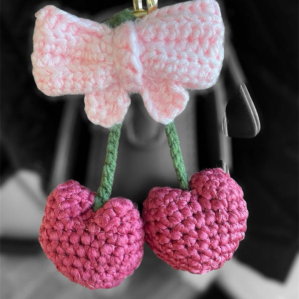 Heart-shaped Cherry Keychain Crochet Pattern PDF – Dual Red Love ...