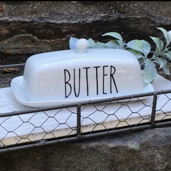 Farmhouse Servingware, Ceramic Butter Dish, Farmhouse Kitchen Decor ...