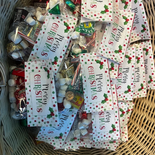 Merry Christmas Santa Cookie Bag Topper, Christmas Treat Bag Toppers ...