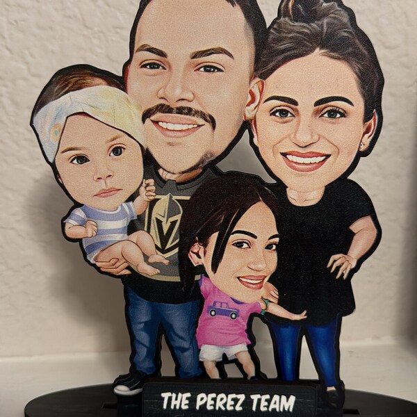Personalized 3D Wooden Cartooned Family Figurine Trinket, Custom ...