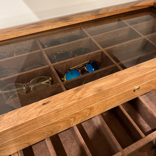Handmade Walnut Eyeglasses Box: Luxury 16-compartment Display Case - Etsy