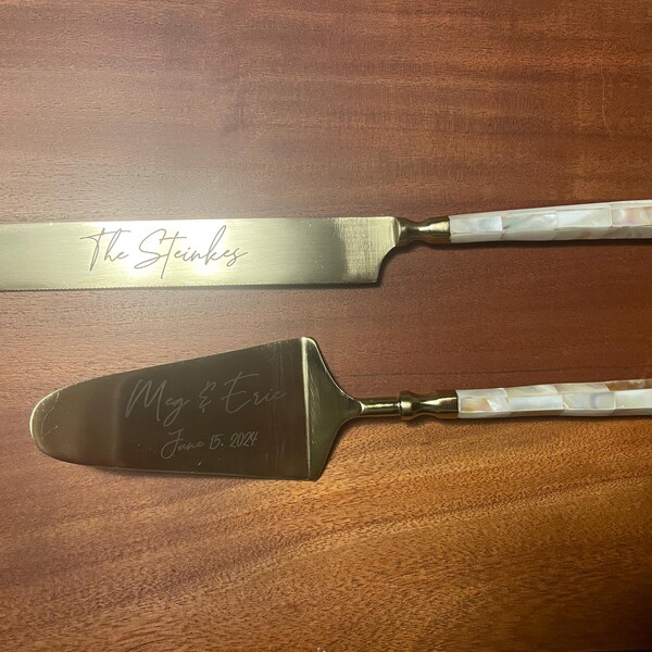 Mother of Pearl Inlay Flatware Set Gold Wedding Flatware 5 Piece ...