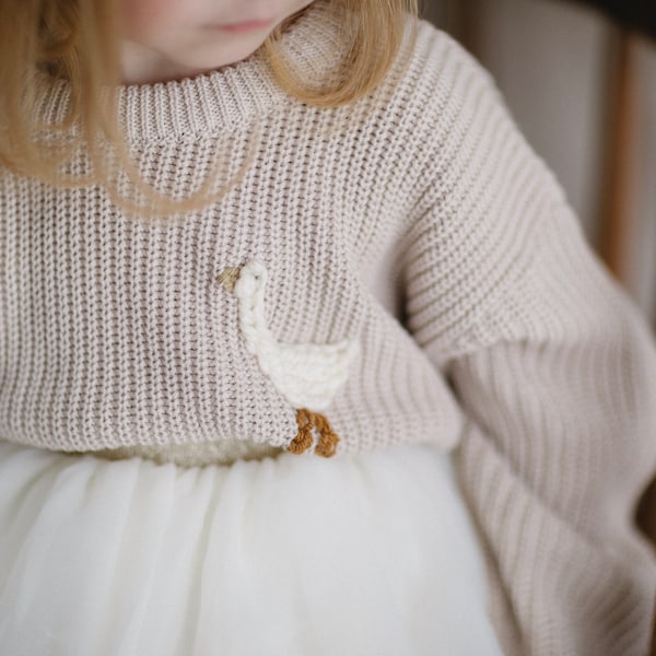 Custom Goose Embroidered Sweater, Embroidered Sweater, Girls Sweaters ...