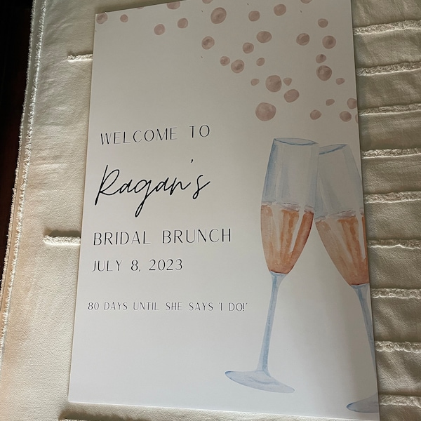 Personalized Champagne Bridal Shower Welcome Sign – Bubbly Theme - Etsy