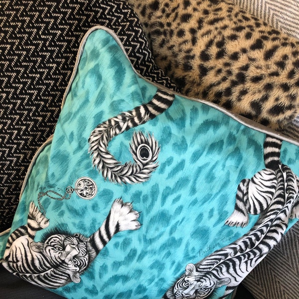 Small Cushion Cover Sanderson Bambi Cotton Floral Double Sided Piped ...