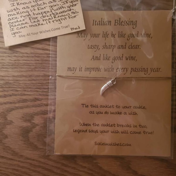 Italian Gift, Italian Blessing, Italian Wish Bracelet, Italian Poem ...
