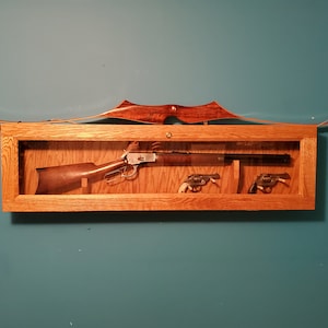 2 Gun Rack Wall Mount Gun Display Rack Red Oak With Walnut - Etsy