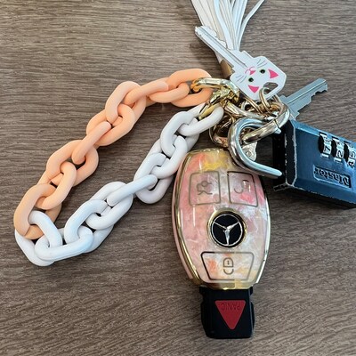 Personalized Chunky Chain Link Wristlet Keychain, Personalized Gift ...