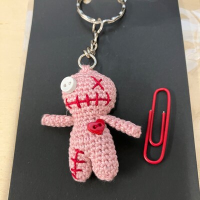 Mini Voodoo Style Doll Crochet Amigurumi Keychain, Backpack Charm ...