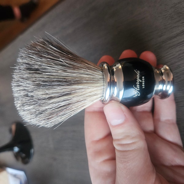 Luxury Wooden 3pc Mini Shaving Kit for Men Black Badger Shaving Brush ...