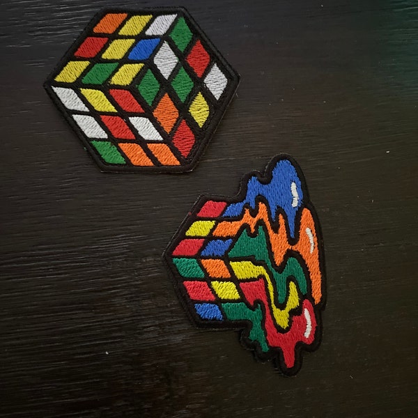 Melted Rubik's Cube Embroidered Patch - Iron on Applique Badge - Etsy