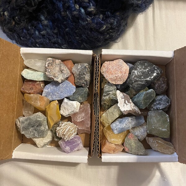 MINIATURE Crafters Collection Box: Gems Crystals Natural Raw Minerals ...