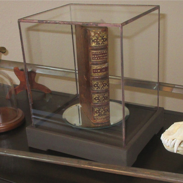 7x7x5" Tall Glass Display Box With Wood Base Protects and Highlights ...