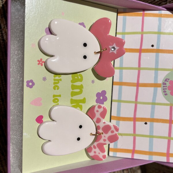 Thank You Bag Earrings, Smiley Face Earrings, Thank You Bag, Polymer ...