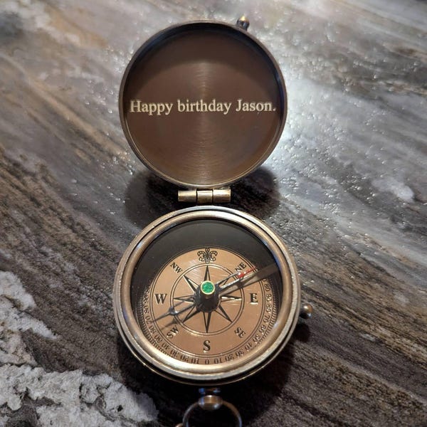 Personalized Brass Compass Birthday Gift for Husband, Wedding Gift ...