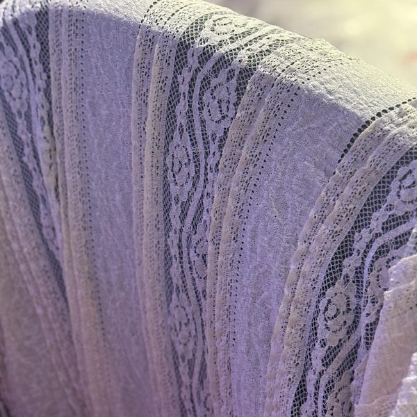 Ivory Ruffle Lace Throw, Elegant Photography Prop, Cottage Chic Blanket ...