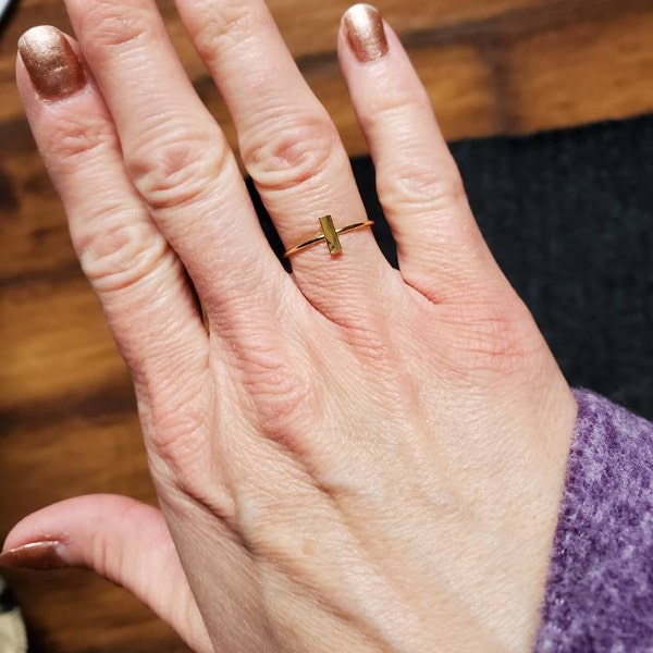 Bar Ring, Vertical Bar Ring, Simple Gold Ring, 14k Gold Filled Ring ...