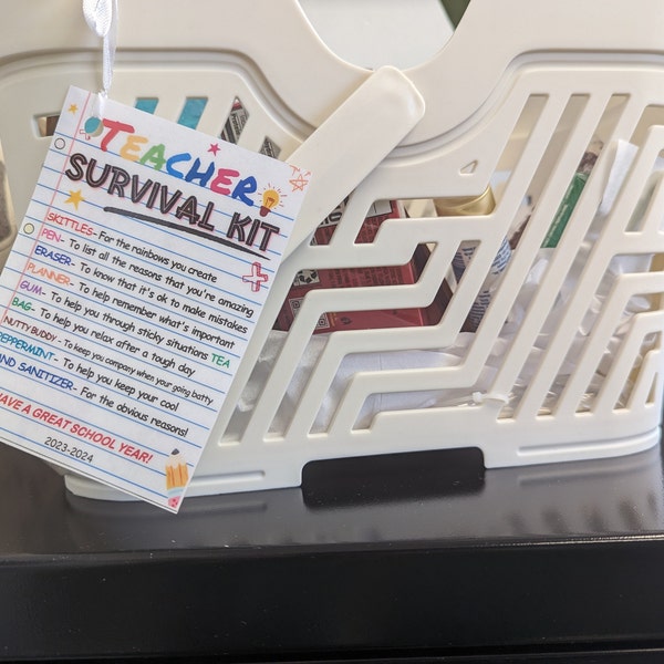 Teacher Survival Kit Gift Tag, Back to School Teacher Gift, Teacher ...