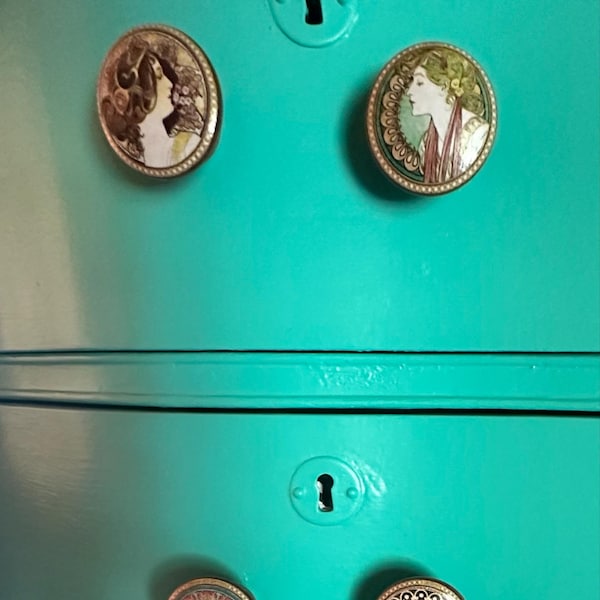 Handcrafted Mucha 1-1/2" Decorative Round Wood Knobs - Etsy