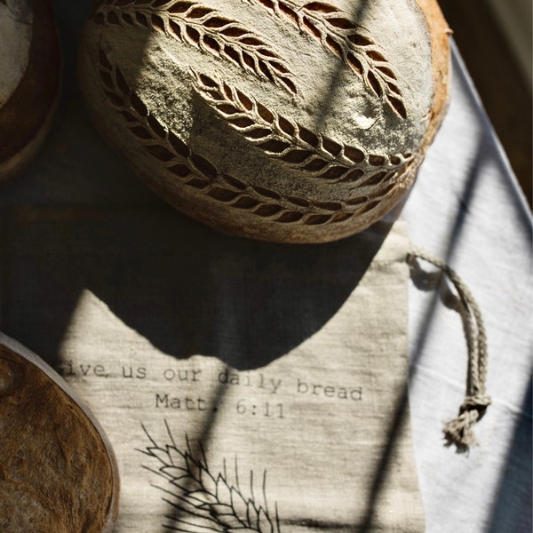 Linen Bread Bag, Natural Pure Linen Bread Loaf Bag With Handmade Flax ...