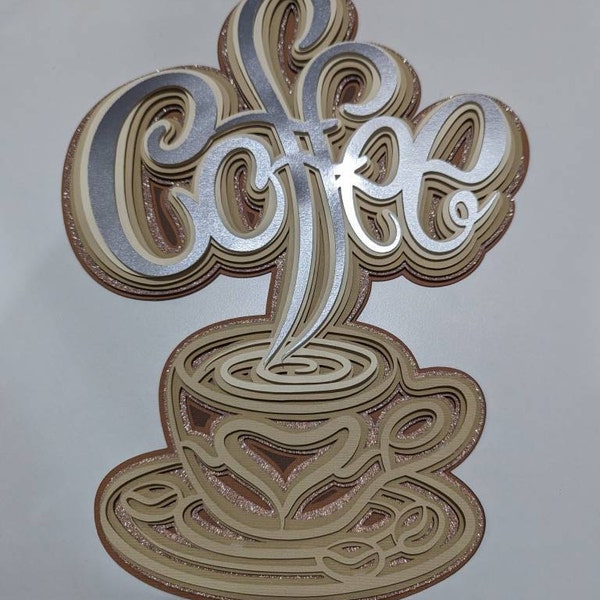 Cup and Coffee 3D Zentangle Svg Files, Multilayer Panel for Laser ...
