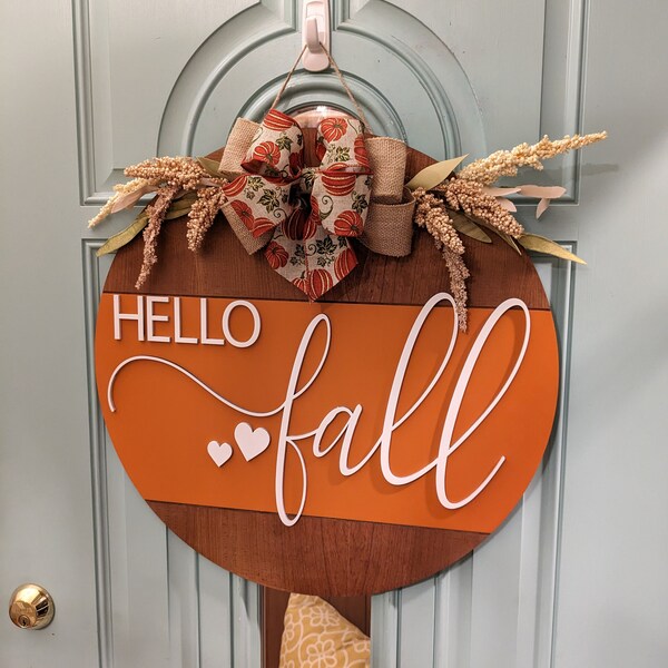Hello Fall Door Hanger|fall Door Wreath | Personalized | Fall Door ...