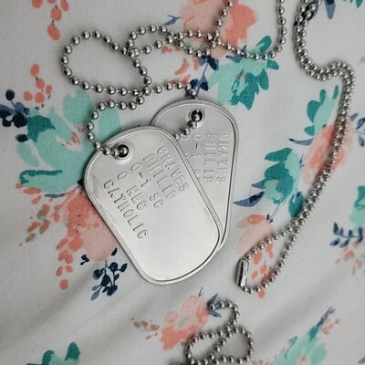 Custom Embossed Personalized Military Issue Stainless Steel Army Navy ...