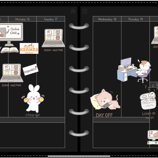 Cute Working Day Digital Planner Stickers, Office Work Goodnotes ...