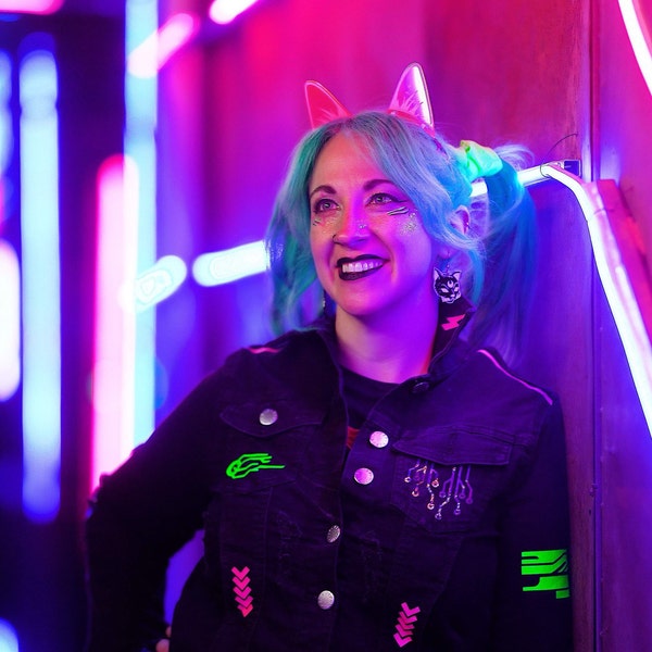 Cyberpunk/rave Cat Ears/5 Colors-fluorescent Neon Acrylic/glows in ...