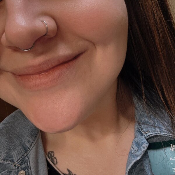 16g SEPTUM Ring, Surgical Stainless Steel, 12mm 1/2" Diameter Hand Bent ...