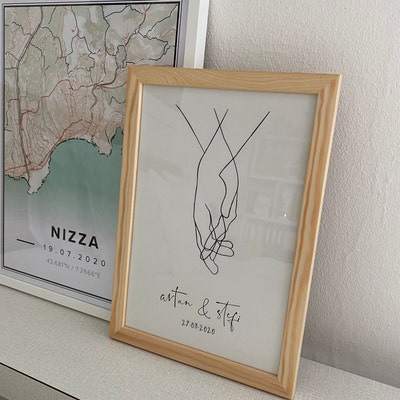 Intertwined Hands Poster and Calligraphic Couple's First Names or Love ...