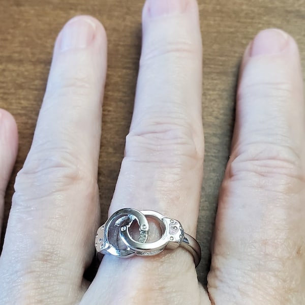 Police Gift Sterling Silver Handcuff Ring - Etsy