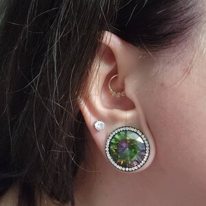 Pairs Green Stone Ear Gauges/double Flared Ear Plug/gauge & - Etsy