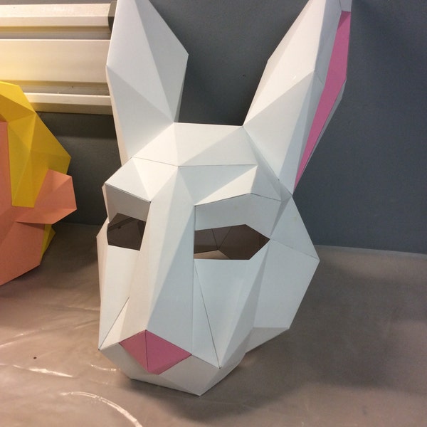 DIY Rabbit Mask, Bunny Mask, Paper Craft Template, Printable Mask ...
