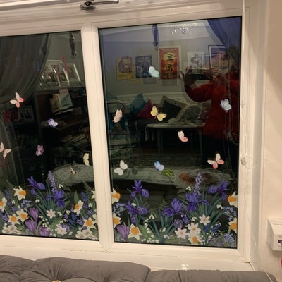 Flower Pots Window Stickers 10 Individual Colourful Flowers in Pots ...