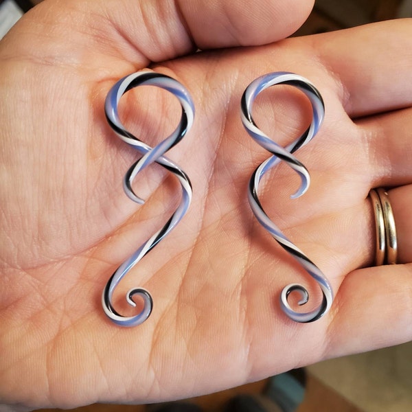 1 Pair 2 Pieces Solid Pink Pinchers Spirals Glass - Etsy