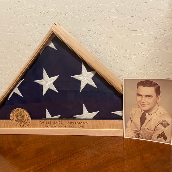Personalized Memorial Flag Display Case for a 5' X 9.5' Burial or ...