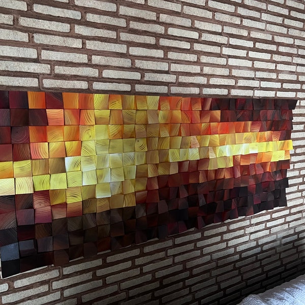 Magma Wood Wall Art, 3D Mosaic, Abstract Sound Diffuser (120cm) - Etsy