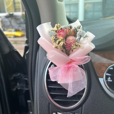 Handmade Mini Natural Dried Flower Bouquet rosy Car - Etsy