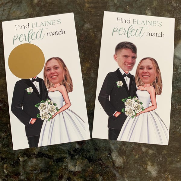 Bridal Shower, the Perfect Match, Bridal Shower Scratch off Game ...