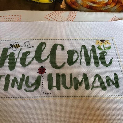 WELCOME TINY HUMAN Counted Cross Stitch Pattern, Baby Typography Pdf - Etsy