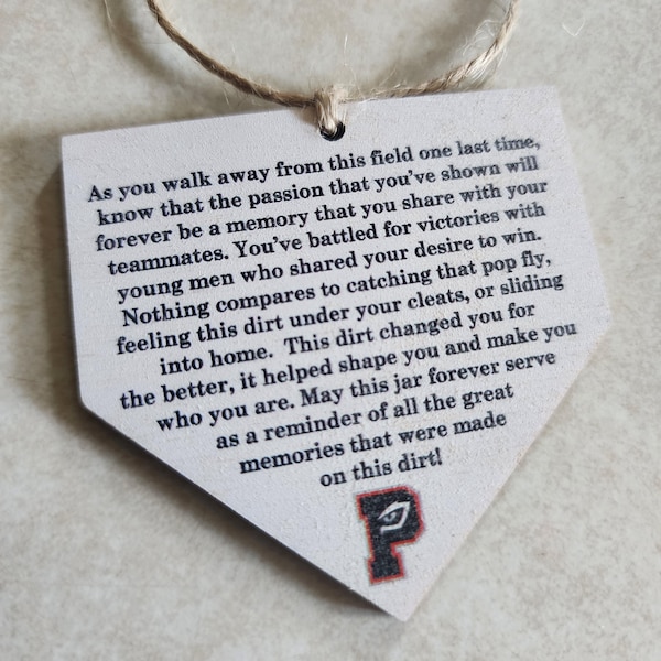 Personalized Baseball Senior Gift Dirt Jar Tag, Printed Home Plate Tag ...