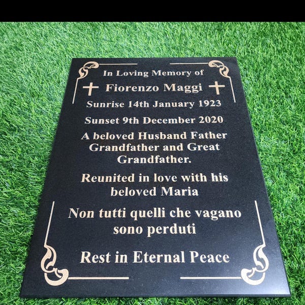 White Vertical Memorial Grave Marker Black Engraved Flat Headstone ...