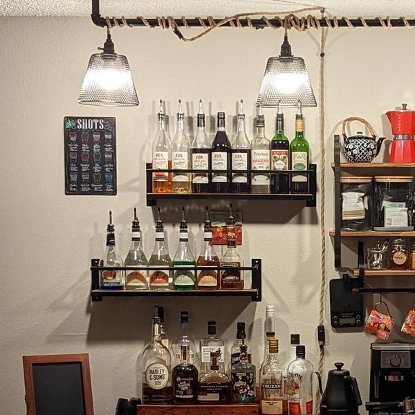 Bar Shelf, Whiskey, Wine Display, 24 Inch. - Etsy