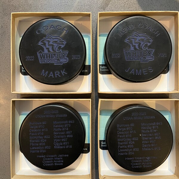 Roster Pucks, Team Pucks, Team Hockey Pucks, Engraved Memorabilia ...