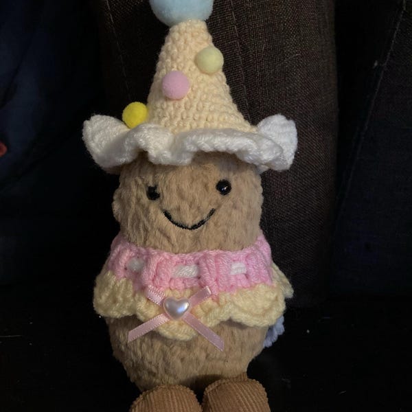 Adorable Crocheted Plush Burger Costume Peanut Toy Hat and Bag Set for ...