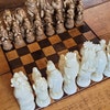 Made to Order Chess Set, Reynard the Fox Design in a Stone and Walnut ...