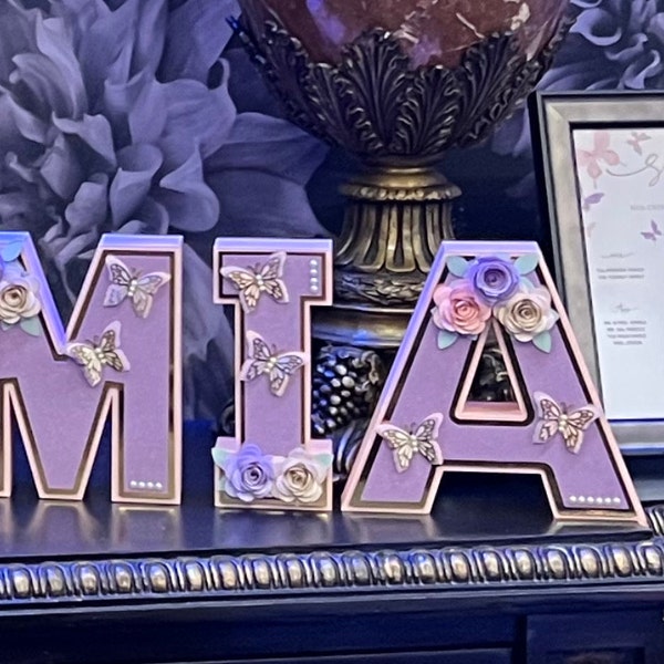Custom 3D Letters for Butterfly Theme Birthday Decorations, Floral ...