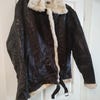 Handmade Mens Shearling Aviator Jacket: Brown Leather Bomber, Fur ...