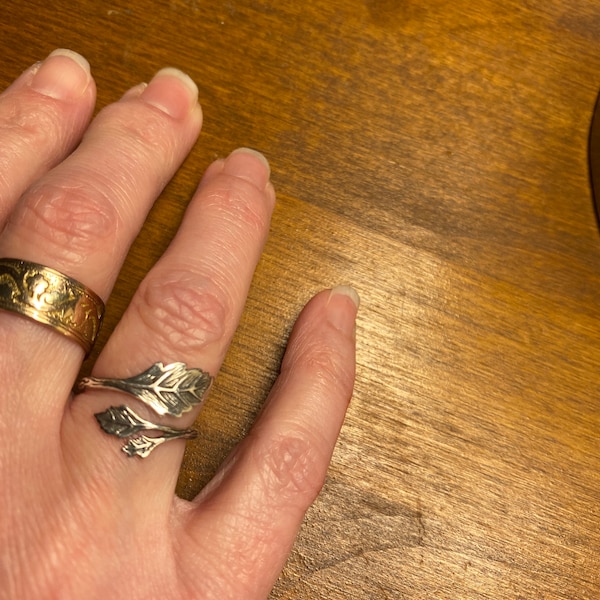 Leaf Ring in Sterling Silver, Fall Leaf Ring, Adjustable Leaf Ring ...